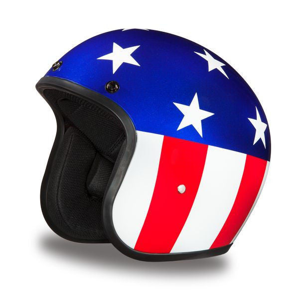 Captain America Daytona Low Profile D.O.T. Open Face Helmet NOT UK Road Legal Fat Skeleton UK