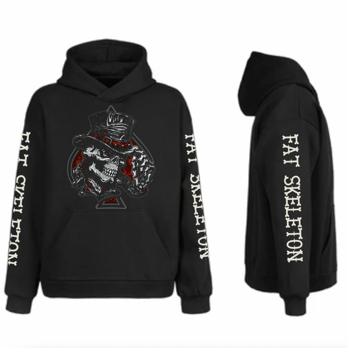 Fat Skeleton Top Hat Skull Logo Hoodie | Fat Skeleton UK