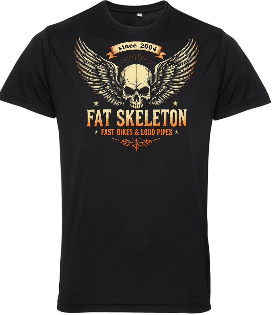 Fat Skeleton NEW Loud Pipes & Fast Bikes Wing Skull Biker T Shirt | Fat ...