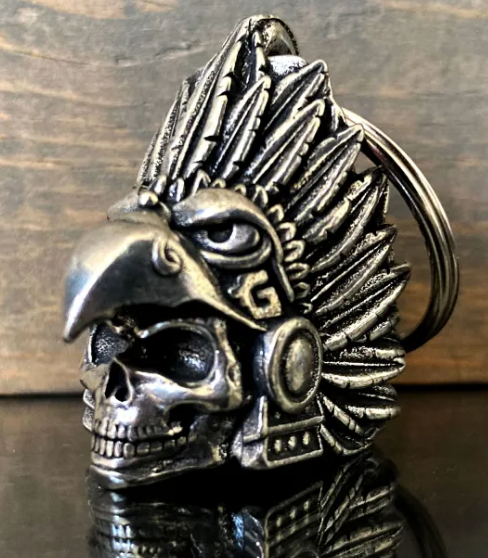 3D Indian Chief Head Dress Skull Guardian Angel Bell