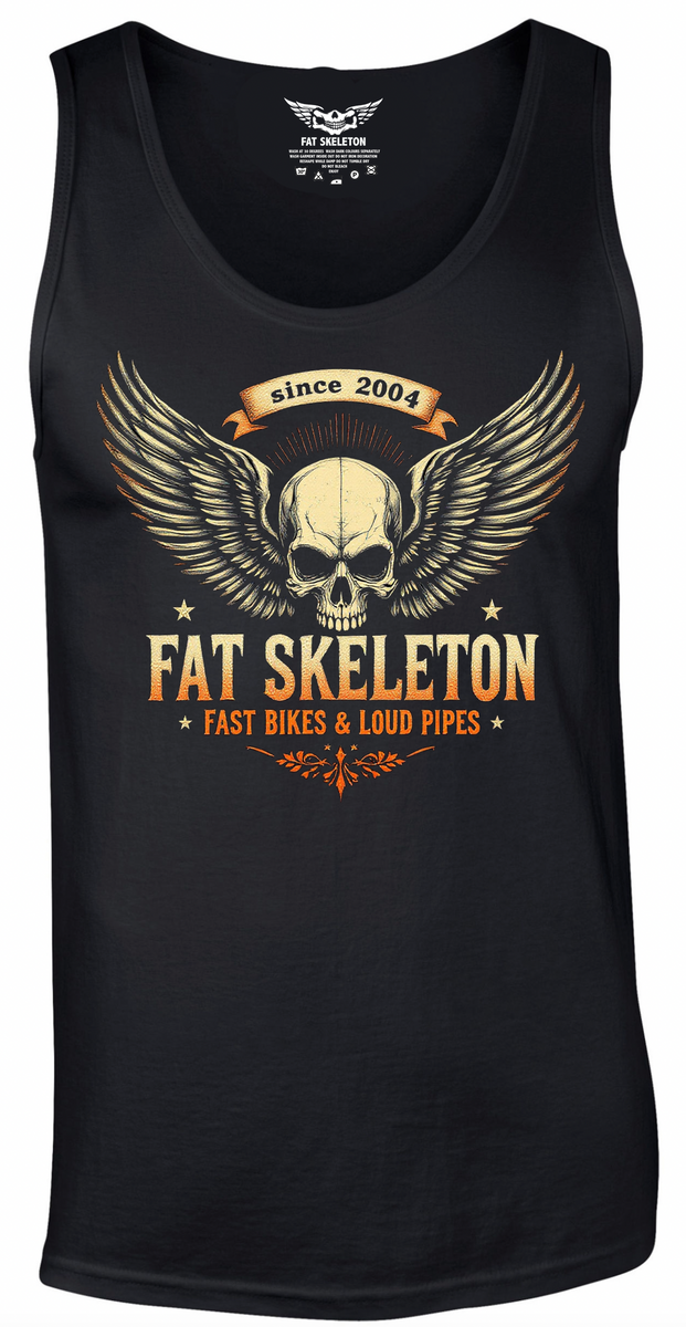 Fat Skeleton Loud Pipes Fast Bikes Vest | Fat Skeleton UK
