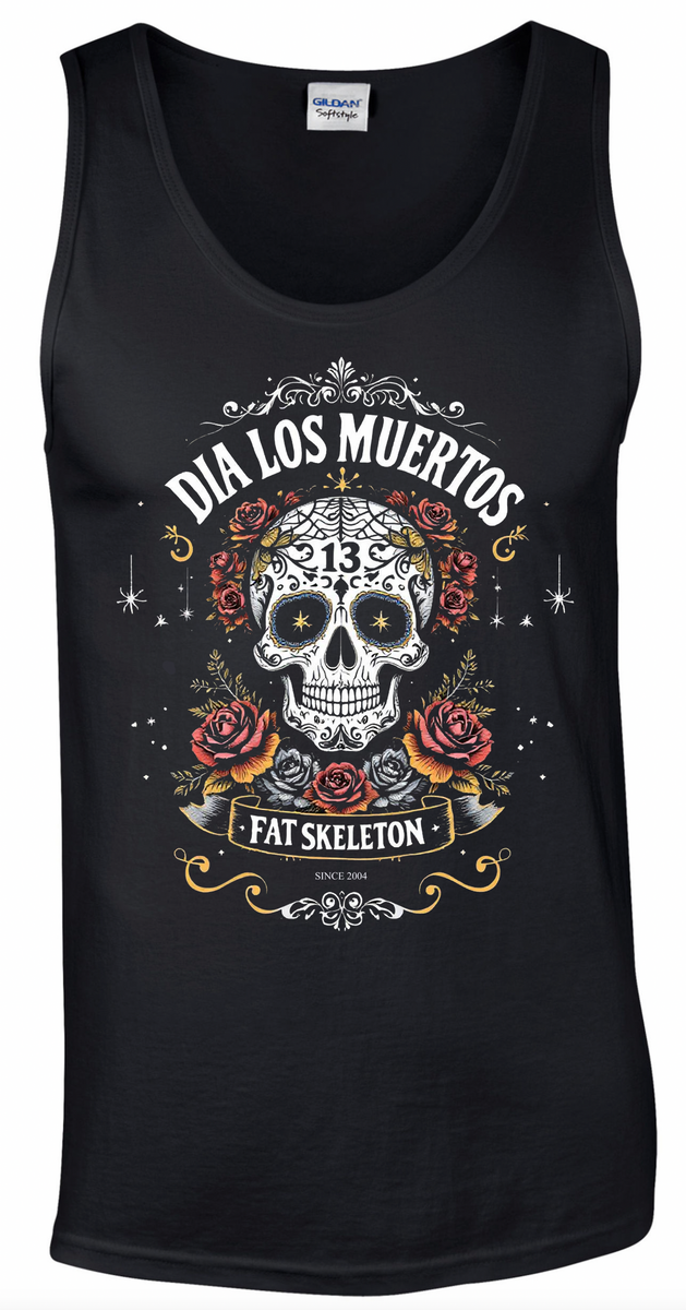 Fat Skeleton Dia Los Muertos Biker Vest | Fat Skeleton UK