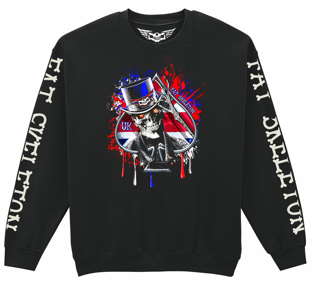 Fat Skeleton Union Jack Top Hat Skull Sweatshirt | Fat Skeleton UK