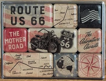 Route 66 Bike Map 9-Piece Magnet Set | Fat Skeleton UK
