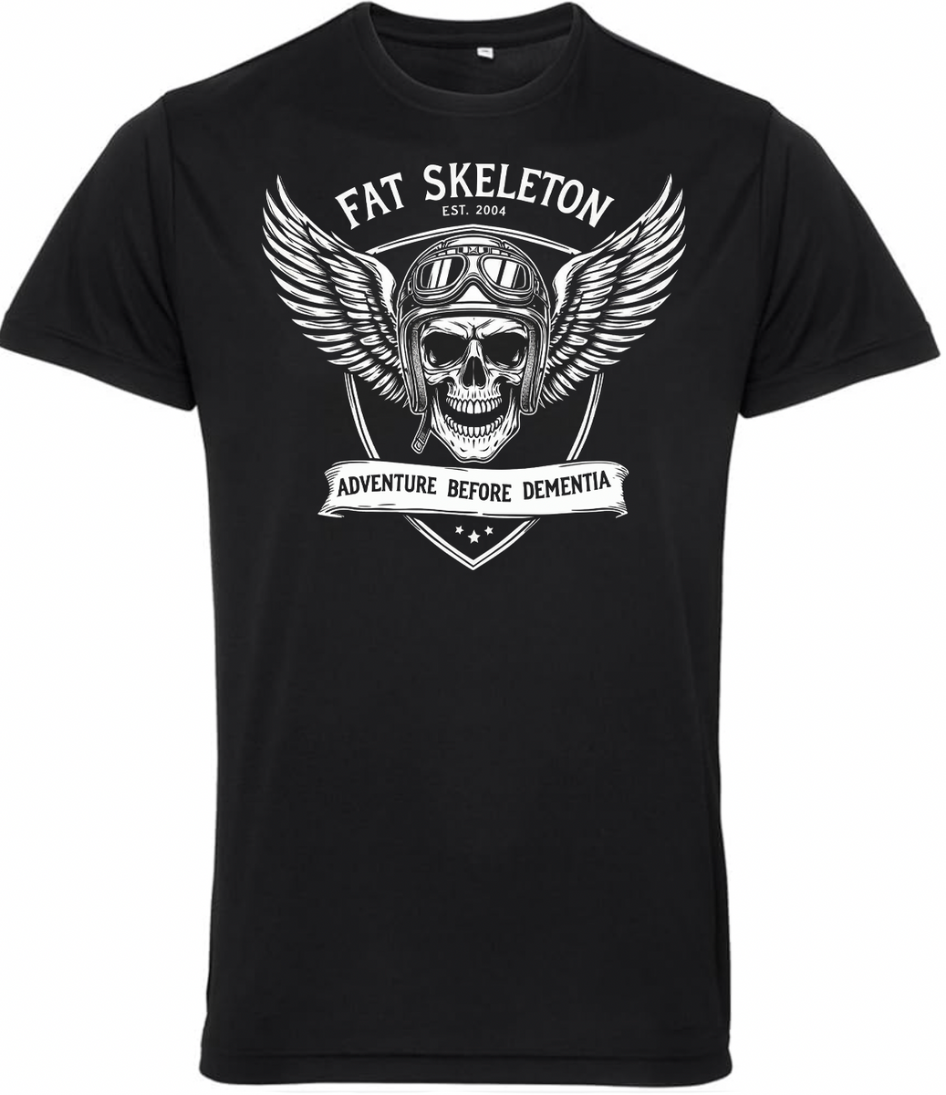 Fat Skeleton Adventure Before Dementia Biker T Shirt | Fat Skeleton UK
